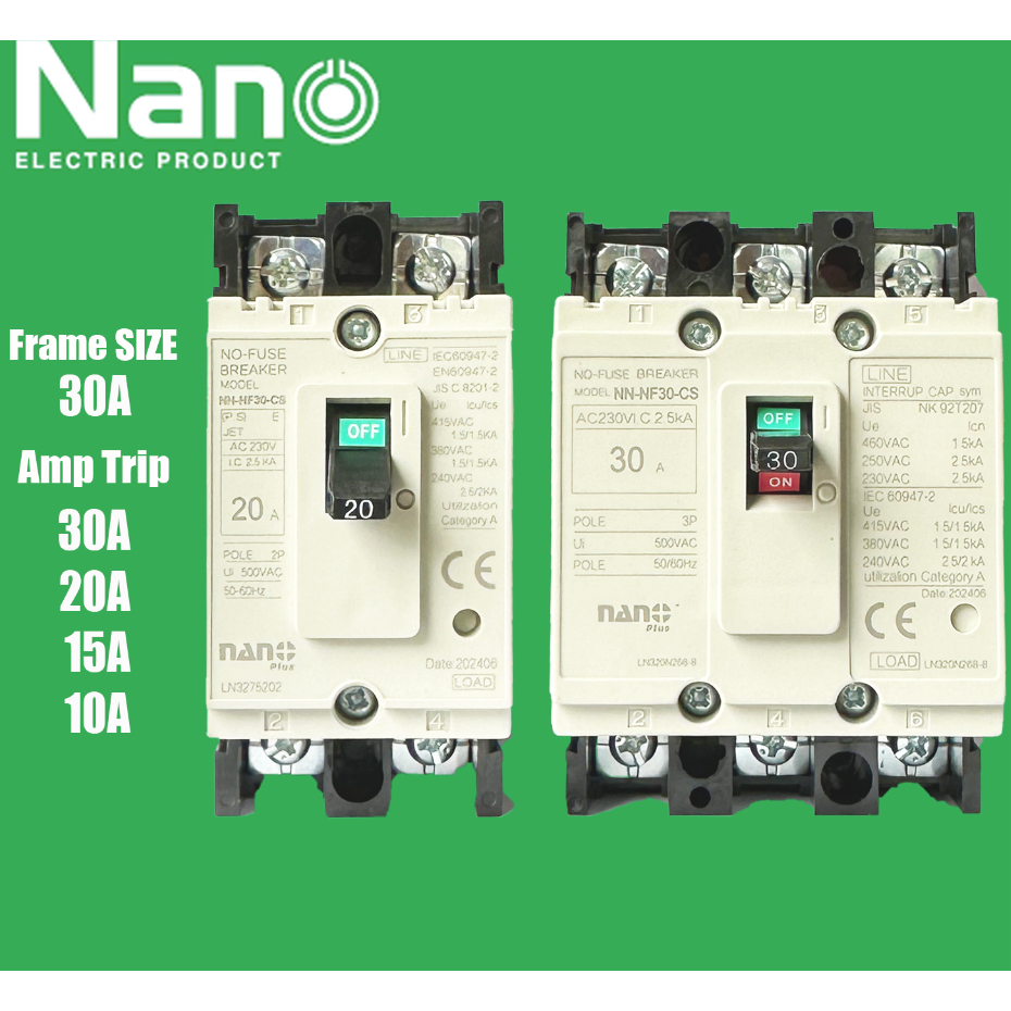 ( พร้อมส่ง )Nano Breaker MCCB เบรกเกอร์ รุ่น NN- NF30 CS 2P 3P เมนเบรกเกอร์ | Shopee Thailand