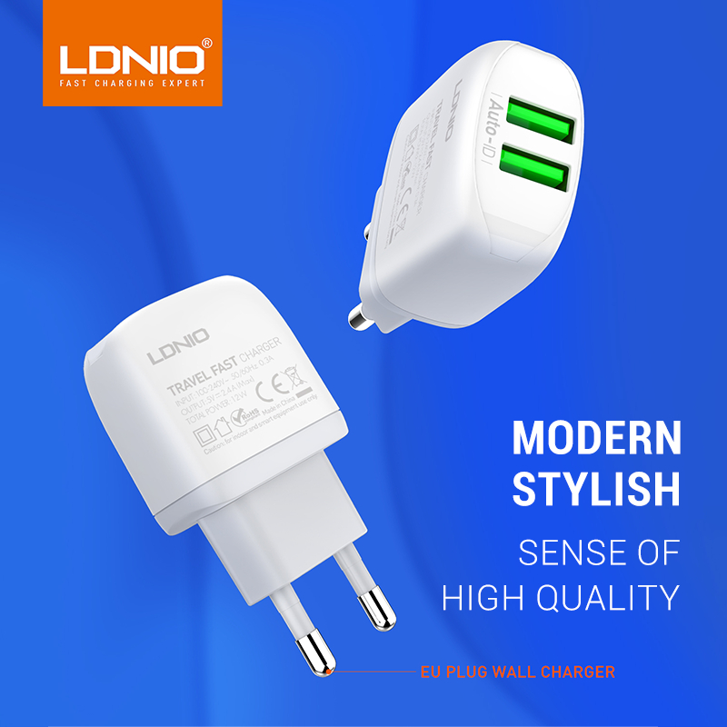 LDNIO (แอลนิว) ที่ชาร์จยูเอสบี 2 ช่อง (สีขาว) รุ่น A2219 แถม สายชาร์จ | Shopee Thailand