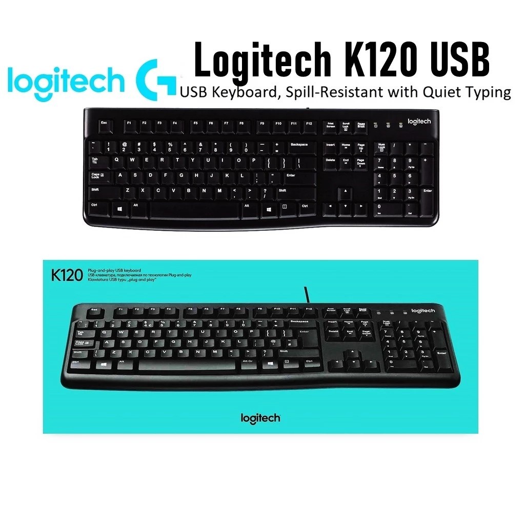 คีย์บอร์ด คีย์ไทย-อังกฤษ Logitech รุ่น K120 USB Wired Keyboard (TH/EN ...