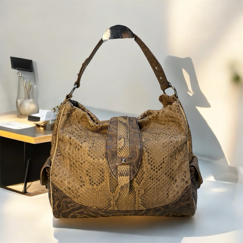 Python Shoulder Bag. Luxury real leather. หนังแท้+หนังงูแท้ | Shopee ...