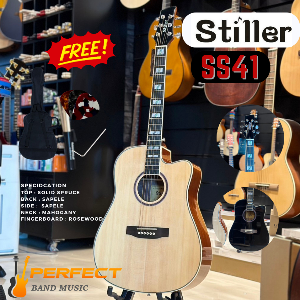 กีตาร์โปร่ง Stiller SS41 หน้าไม้แท้ 100% Top:Solid Spruce กีต้าร์โปร่ง ...