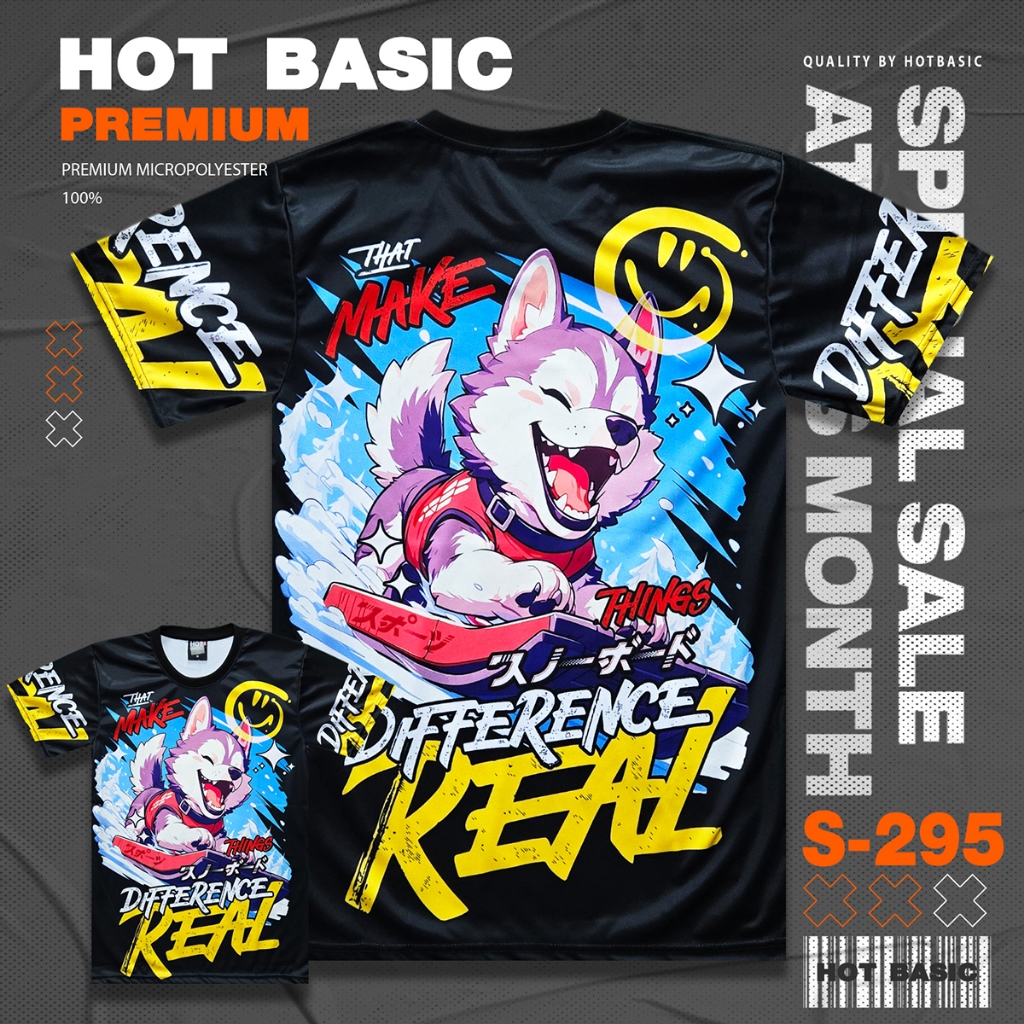 HotBasic เสื้อยืดพิมพ์ลายผ้าไมโคร นุ่มสวมใส่สบายแห้งเร็วไม่ต้องรีด ลายหมาลากเลื่อน [S295 ...