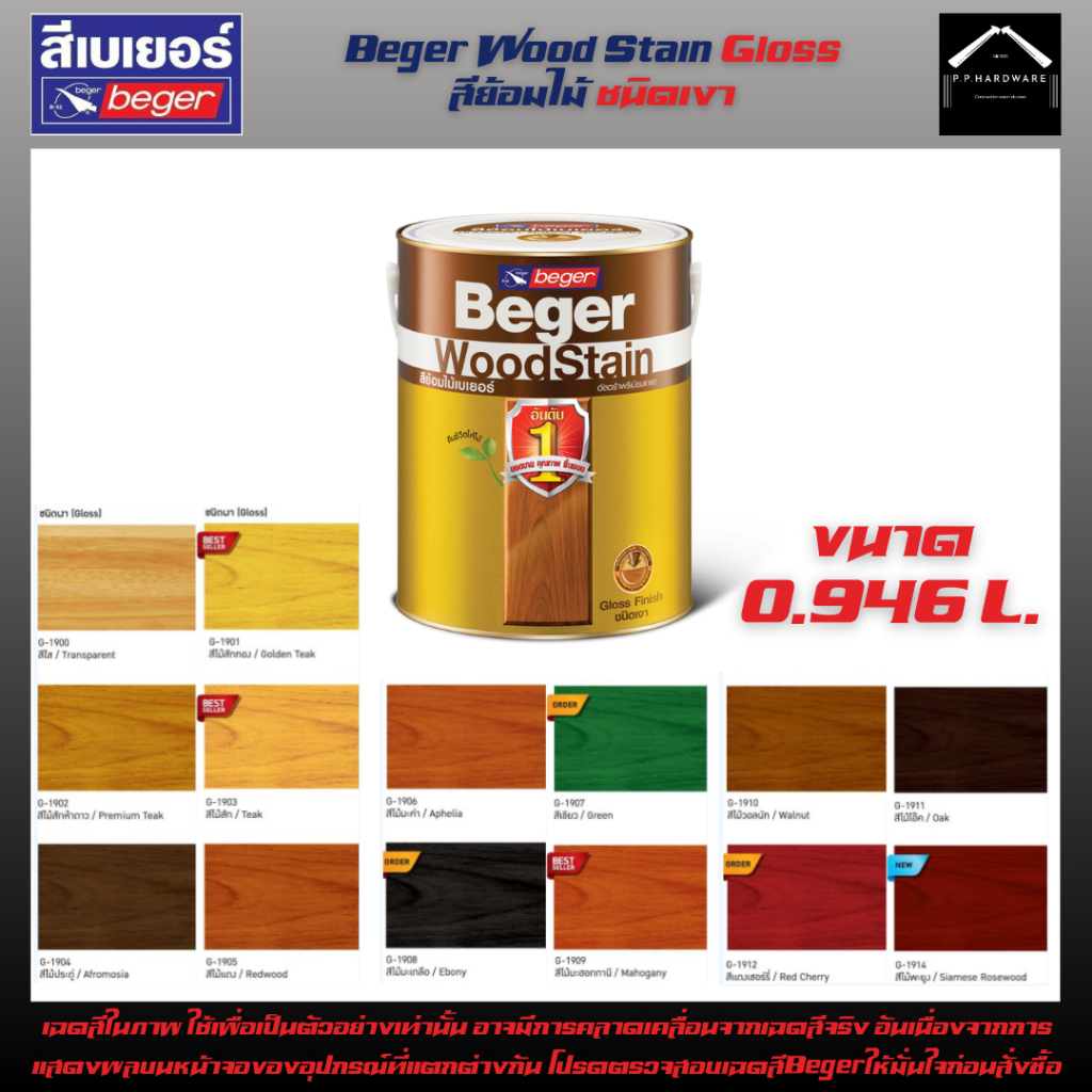 Beger Wood Stain สีย้อมไม้ ชนิดเงา ขนาด0.946ลิตร(1/4GL) ผสมกับทินเนอร์M ...