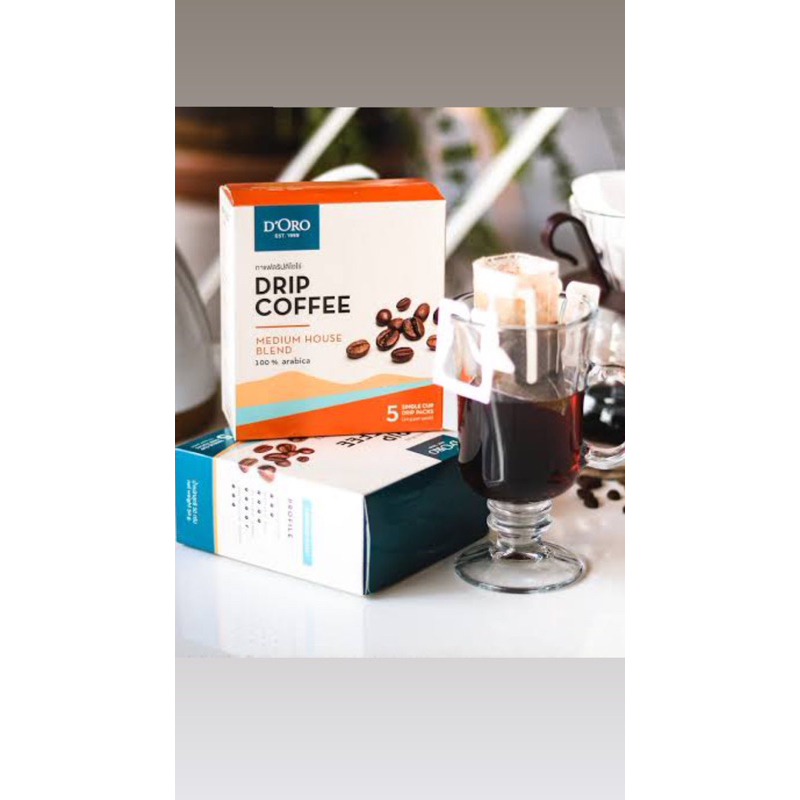 D’Oro drip coffee espresso roast / medium house blend 50g. ดีโอโร่ กาแฟ ...
