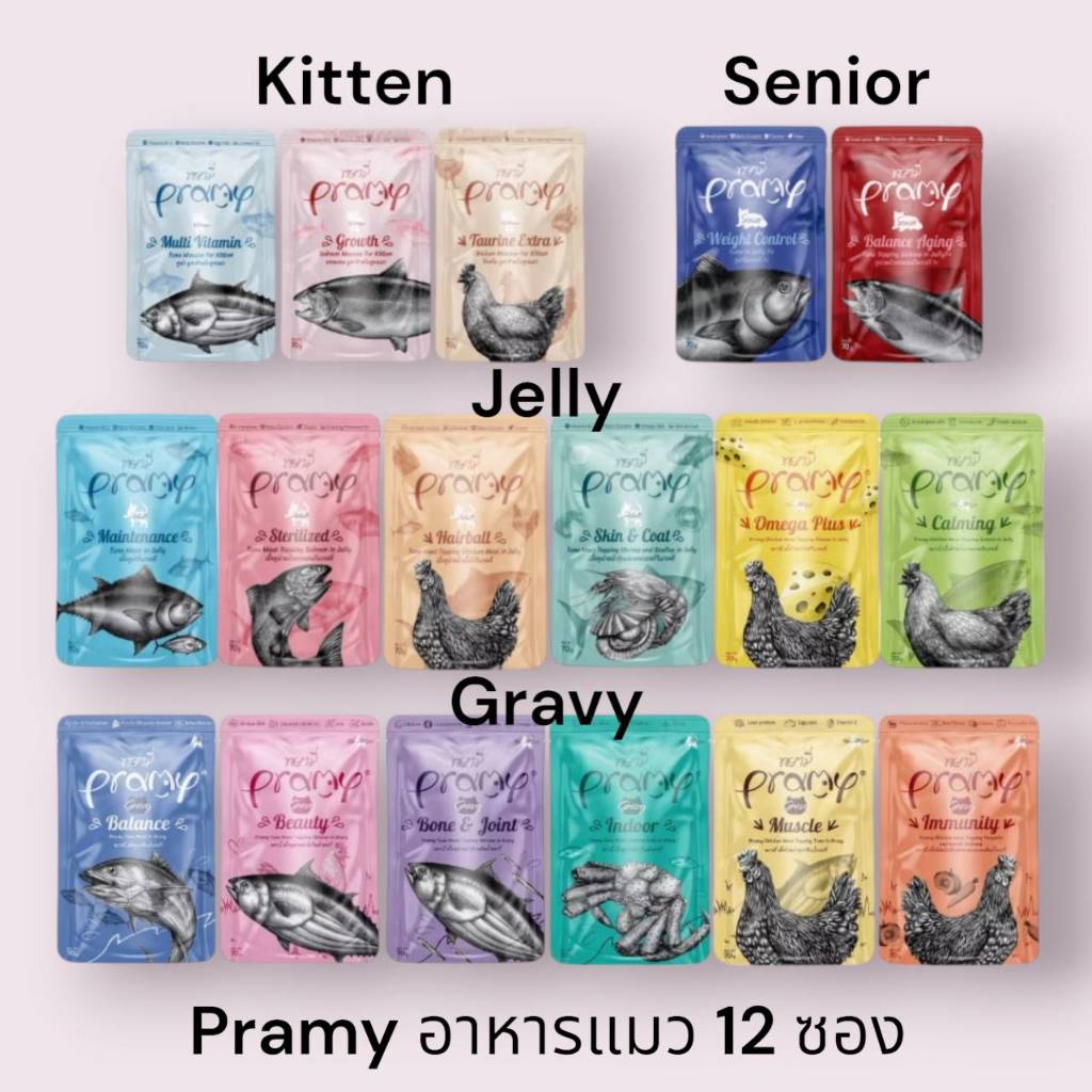 อาหารเปียกแมว Pramy ขนาด 70g. ยกกล่อง (12 ซอง) | Shopee Thailand