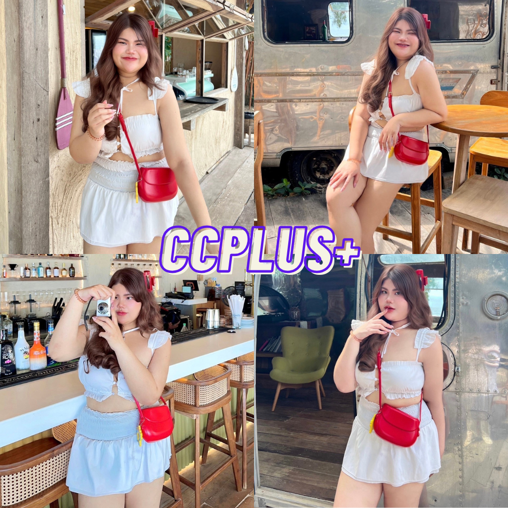 CiCi Plus(3341)Set 2 ชิ้นตัวเสื้อdetailกระดุมแต่งพร้อมด้านหลังเป็นสม็อมาพร้อมกระโปรงเอวซึมออกมี ...