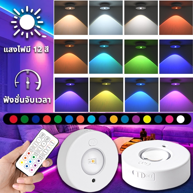 🌈การควบคุมระยะไกล💥 ไฟติดผนัง RGB12สี ยึดผนังด้วยแม่เหล็ก สร้างบรรยากาศ ...