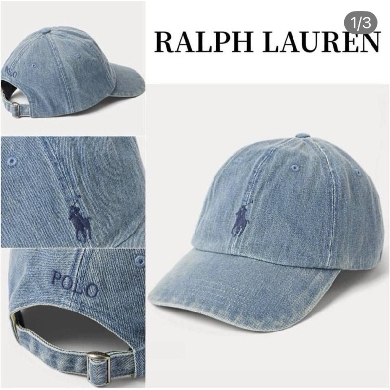 หมวก P.olo Ralph Lauren Logo Cotton-Corduroy Baseball (cap)+ ถุงกระดาษ ...