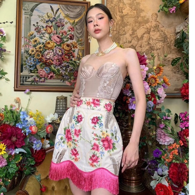 มีโค้ดลด‼️กระโปรงพู่เมาดอกไม้วินเทจแท้ปักครอสติสแรร์ฉ่ำๆ/อบเชย/2seeyou/addegg/วินเทจ | Shopee ...