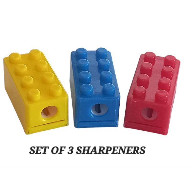 3 Lego Style Brick Building Blocks Pencil Sharpeners ( Children School ...