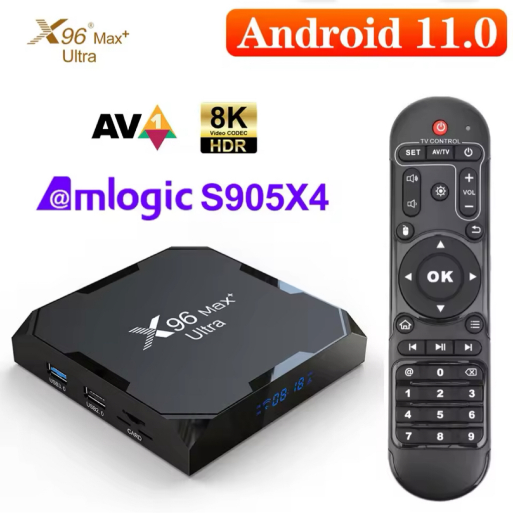 X96Max Plus Ultra Wifi 2.4/5G Bluetooth 4.1 CPU Amlogic S905X4 Android ...