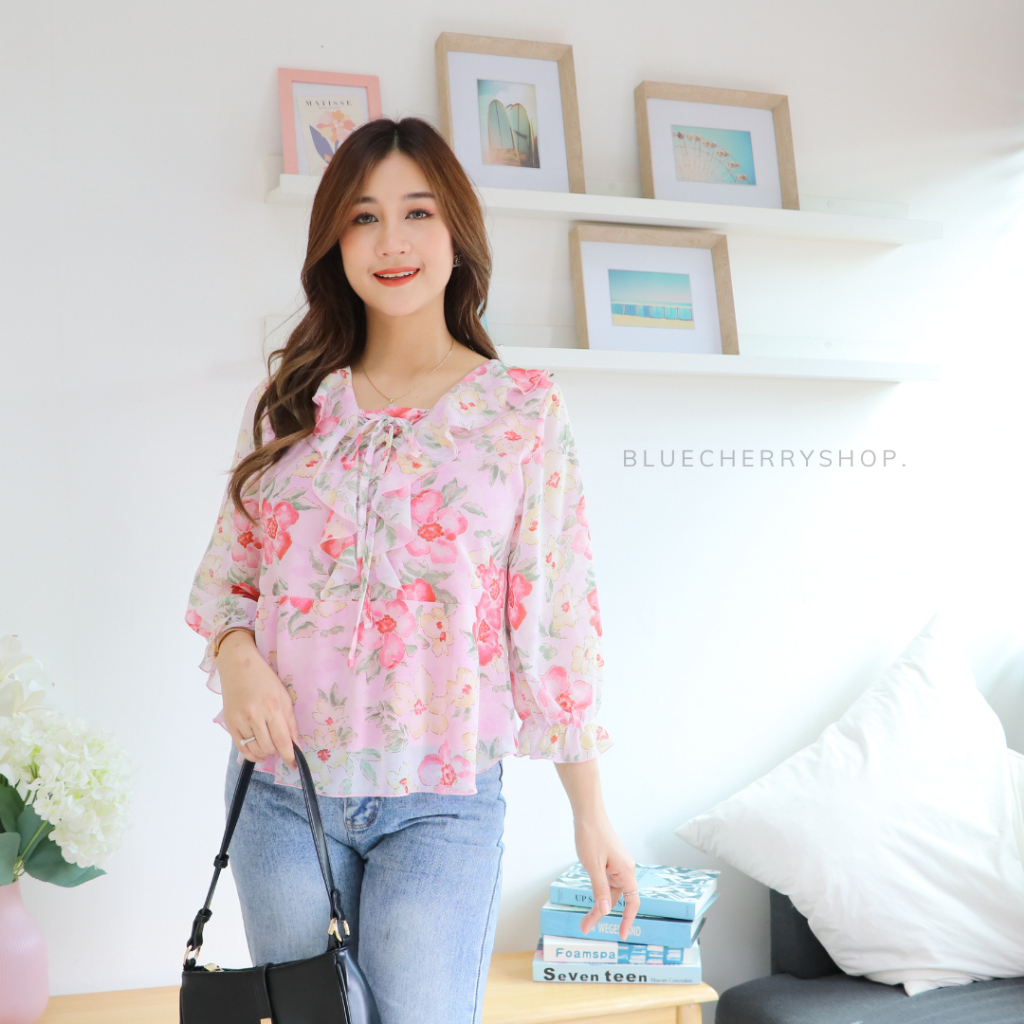 เสื้อสาวอวบ ผ้าชีฟองมีซับใน ร้อยไส้ไก่ย้วย มีไซส์รอบอก 38,40,42,44,46 นิ้ว สวยเหมือนสั่งตัด ...