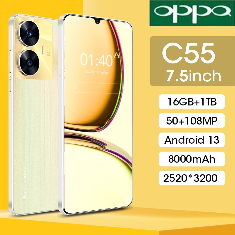 [เก็บเงินปลายทาง + สินค้าใหม่] OPP0 C55 โทรศัพท์มือถือ 7.5 นิ้ว สมาร์ท ...