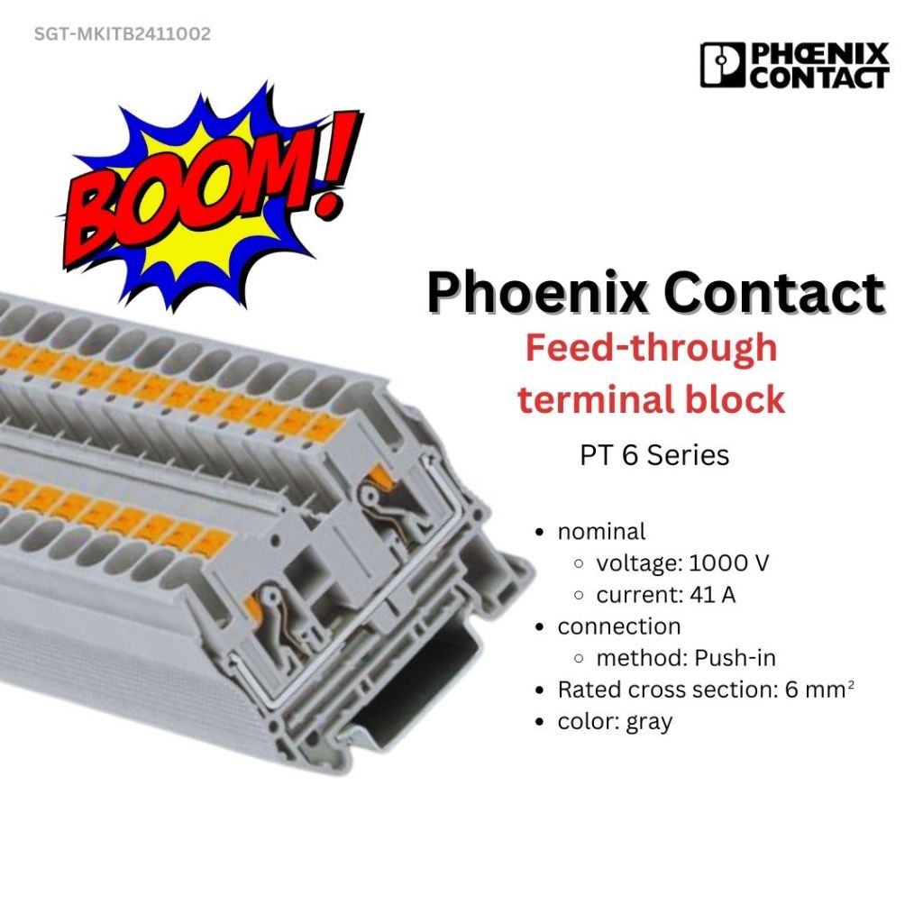 Phoenix Contact - Feed-through terminal block - PT 6 (Pack10) | Shopee Thailand