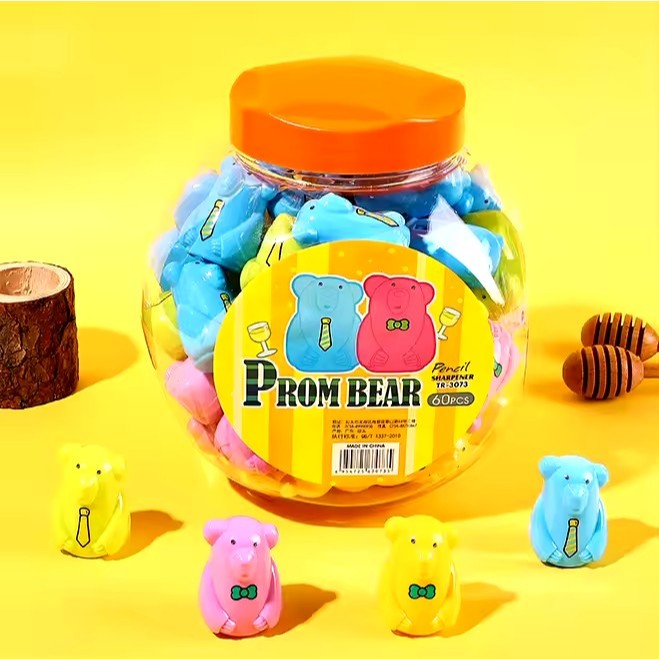 🔥กระปุก 60 PCS 🔥TR3073 กบเหลาดินสอProm Bear ที่เหลาดินสอ คละสี แบบมือ ...
