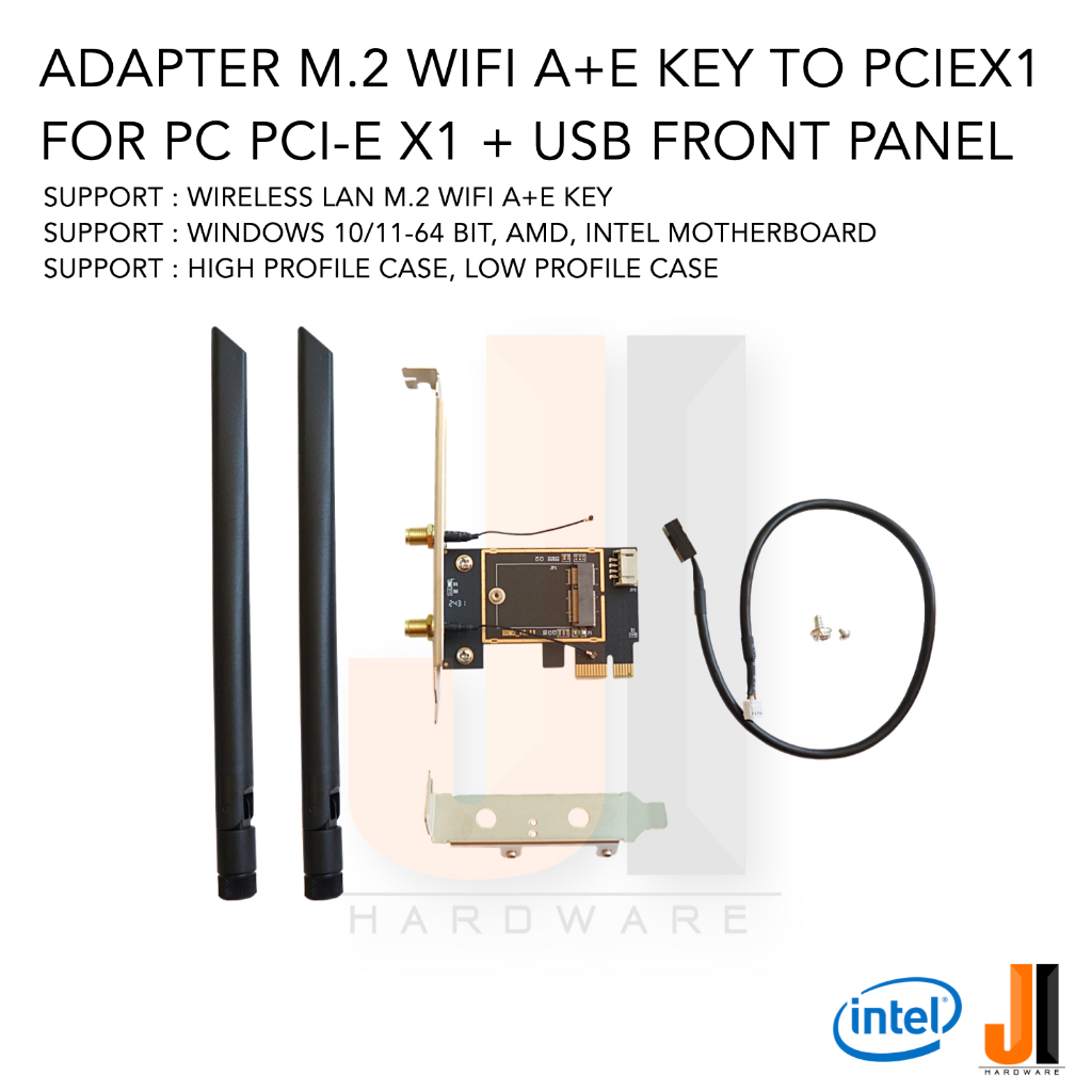 Adapter M.2 Wifi (A+E Key) to Pcie X1 + USB front panel (ของใหม่มีการ ...