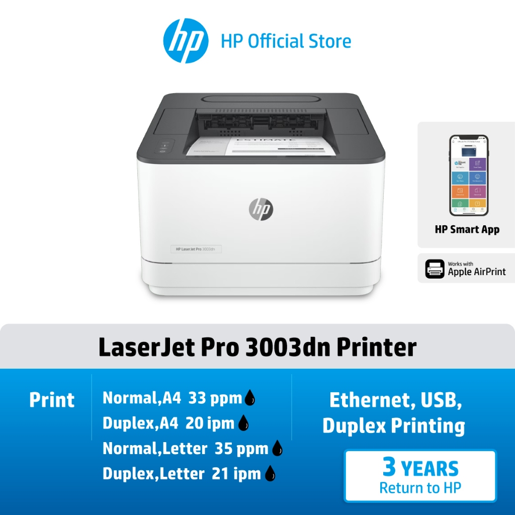 HP Printers LaserJet Pro 3003dn / 3003dw (Only Black) เครื่องพิมพ์ ...