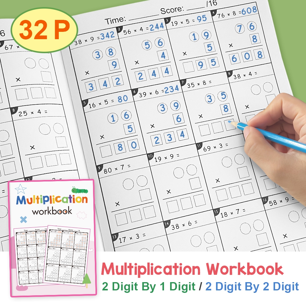 2 Digit Multiplication Math Workbook for Kids Mathematical Long ...