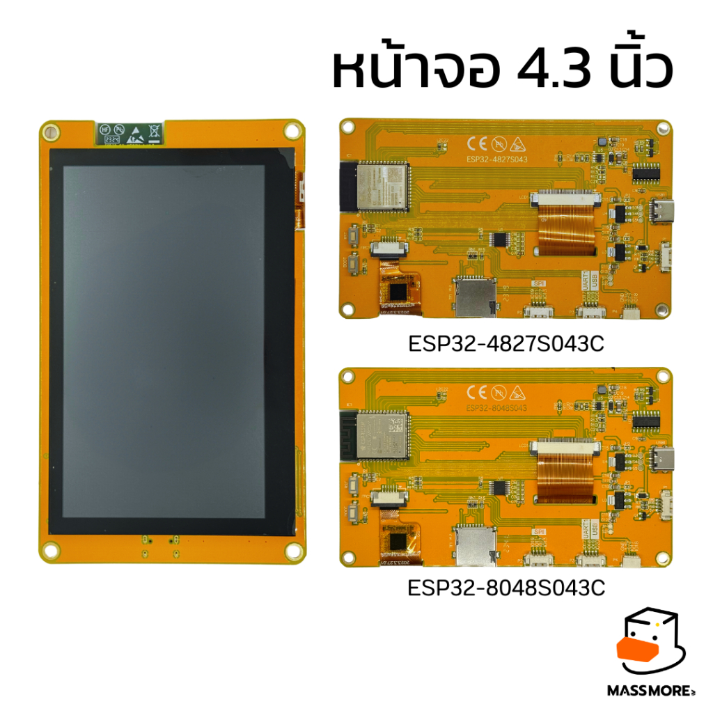 ESP32-8048S043 หน้าจอสัมผัส 4.3 นิ้ว ESP32S3 LCD Parallel 480x272 Touch GT911 รองรับ LVGL ...