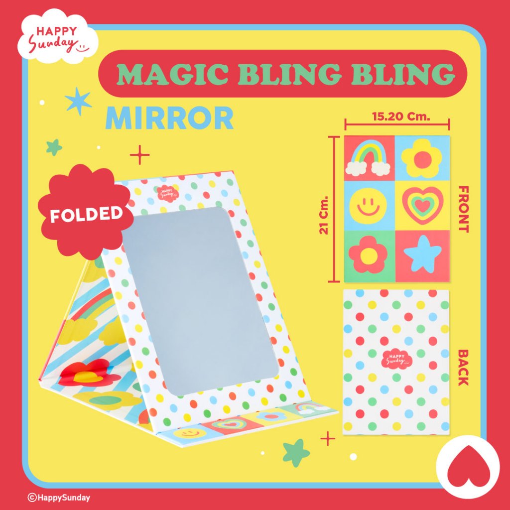 HAPPY SUNDAY MAGIC BLING BLING MIRROR | กระจกตั้งโต๊ะพับได้ | Shopee ...