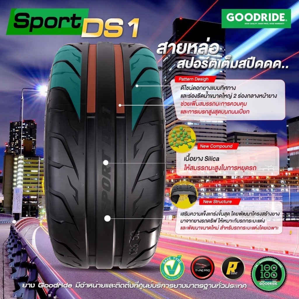 295/35R18 265/40r18 255/50R18 ยางซอฟแท้ ใหม่2024/23 ยี่ห้อ Goodride รุ่น Sport DS1 แถมจุกซิ่ง ...