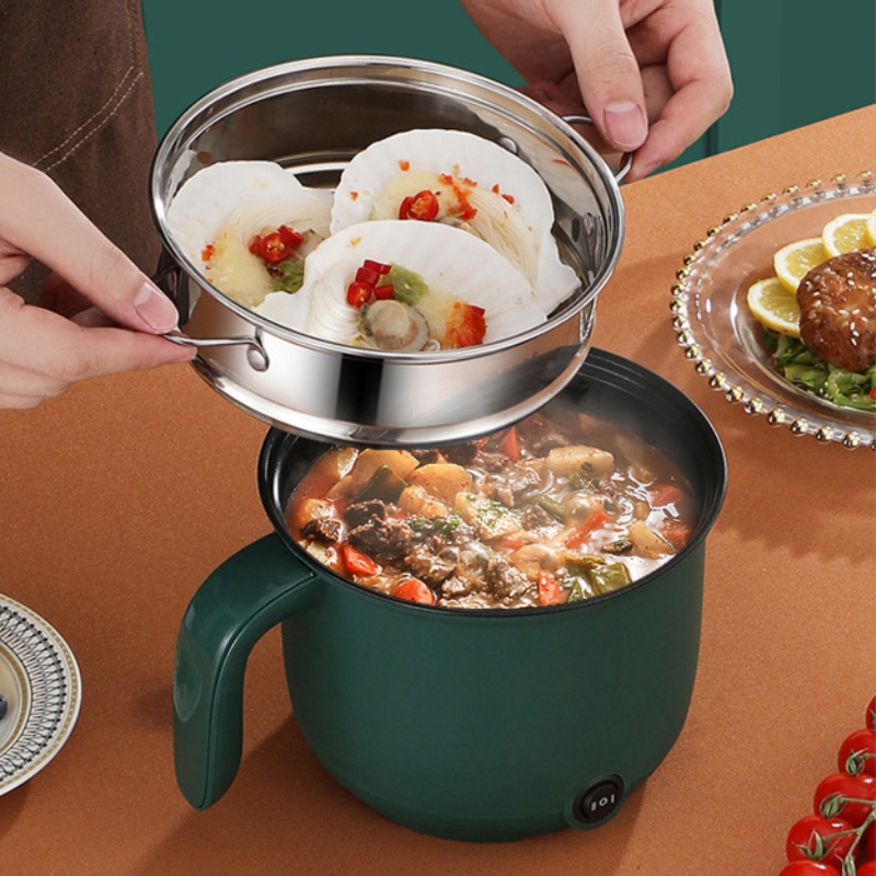 18cm 400W หม้อหุงข้าวขนาดเล็ก 1.5L หม้อไฟฟ้าหลายฟังก์ชัน แบบไม่ติด หม้อหุงข้าวขนาดมินิ แบบ ...