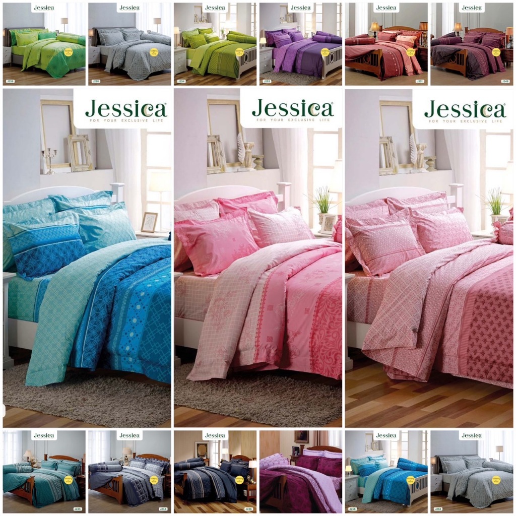 ชุดผ้าปูที่นอน+ผ้านวม Jessica 3.5 5 6 ฟุต สูง 11 นิ้ว ลายคลาสสิค เรียบ ...