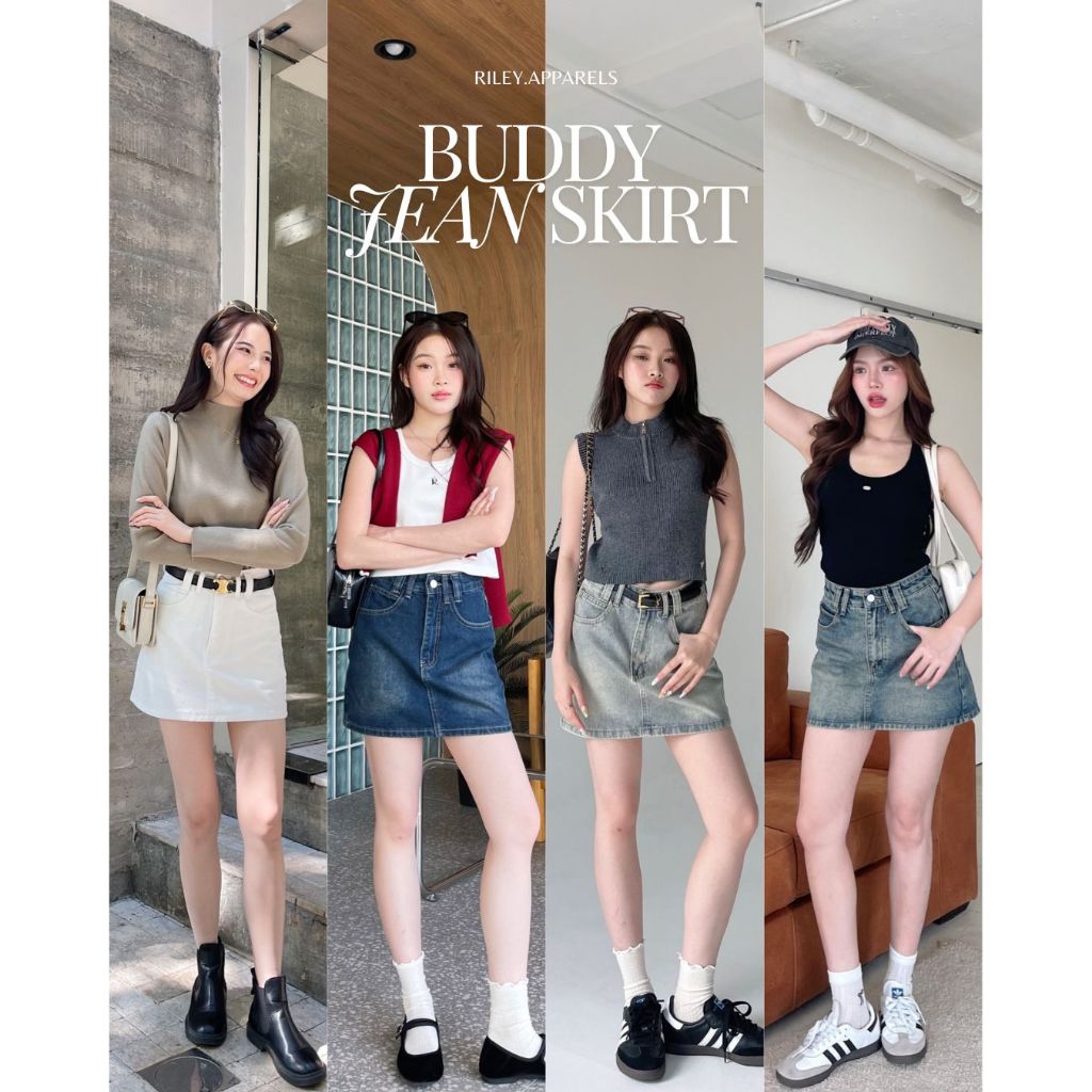 Riley.apparels - Buddy Jean Skirt กระโปรงยีนส์สั้น 7008 | Shopee Thailand