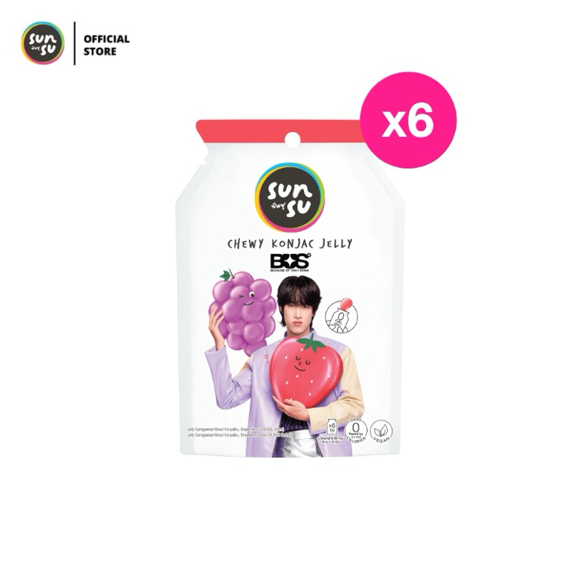 (แพ็ค 6 ห่อ) SUNSU CHEWVY KONJAC JELLY ซันซุองุ่น & สตอเบอรรี่ | Shopee Thailand