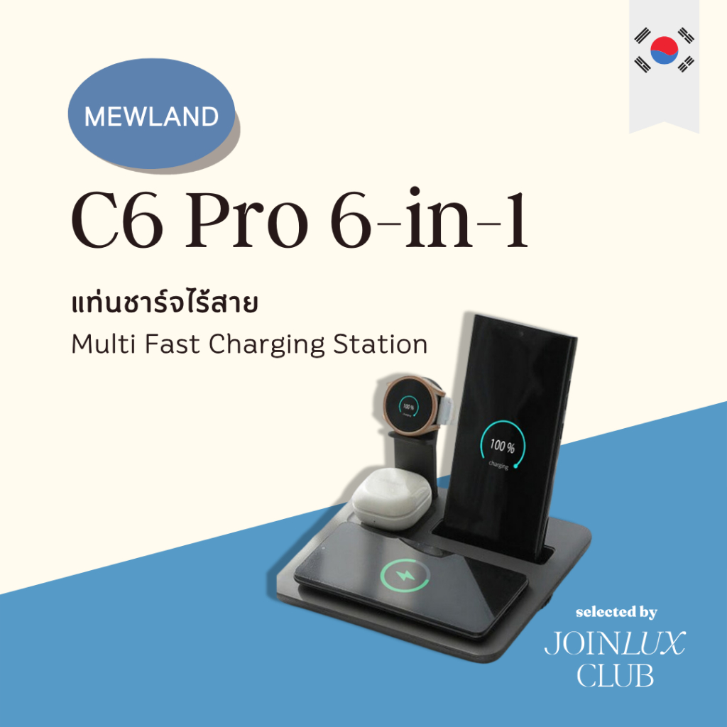 รุ่นใหม่ แท่นชาร์จไร้สาย MEWLAND C6 Pro 6-in-1 Multi Fast Charging ...