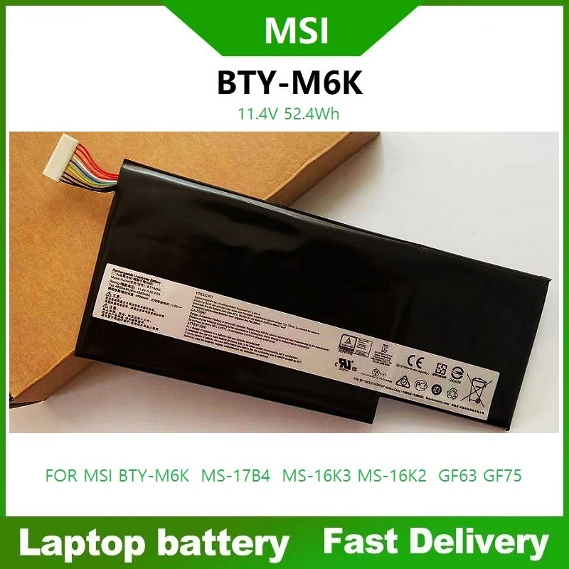 ☸แบตเตอรี่แท้ MSI BTY-M6K สำหรับ MSI GF63 GF65 GF75 MS-16R1 MS-16R4 ...