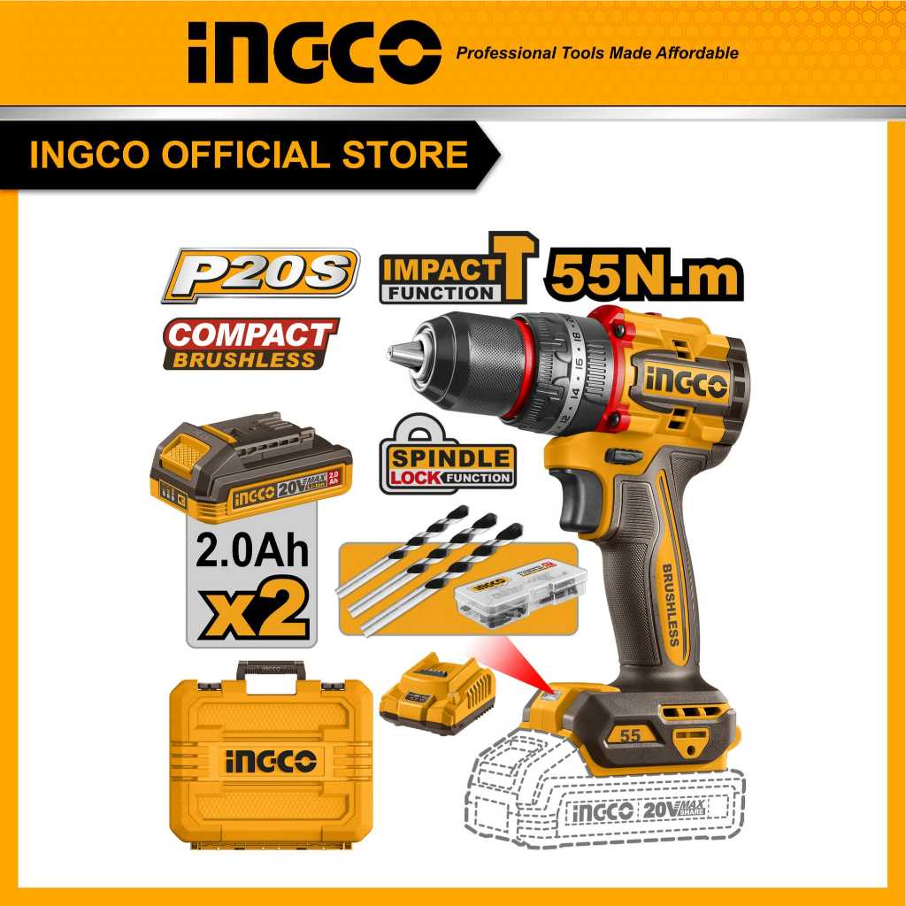 INGCO ชุดบล็อคกระแทก 20V 350Nm 2Ah 1 ก้อน CIDLI20558 | Shopee Thailand