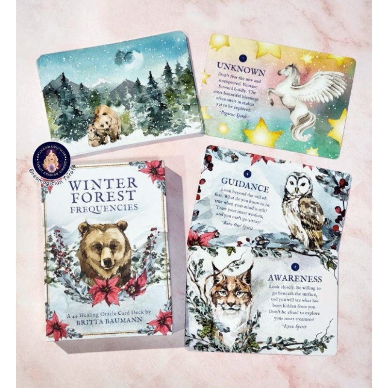 Winter Forest Frequency Oracle Cards ไพ่ออราเคิลการ์ดข้อความขอบสีเงิน ...