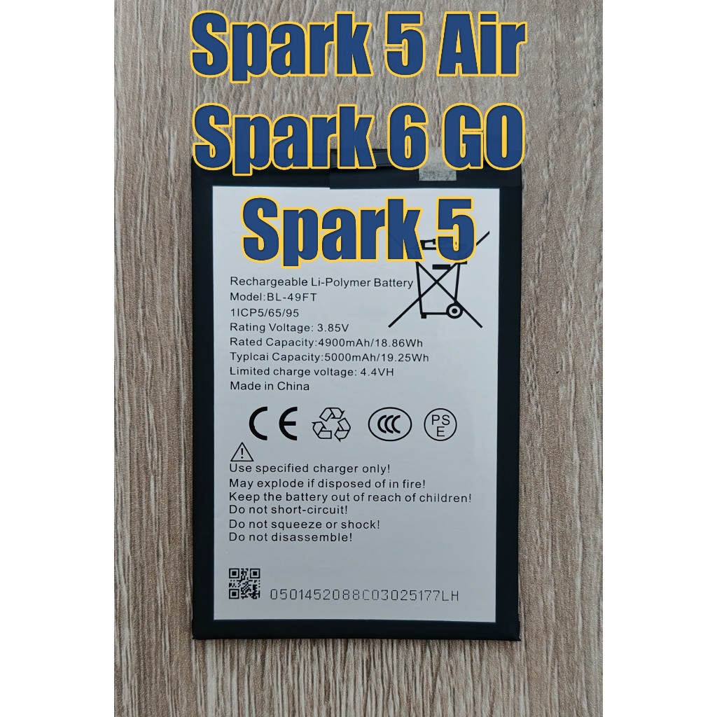 แบตเตอรี่ For Tecno Pop 4 / Spark 5 Air / Spark 6 Go / Spark 6 2020 ...