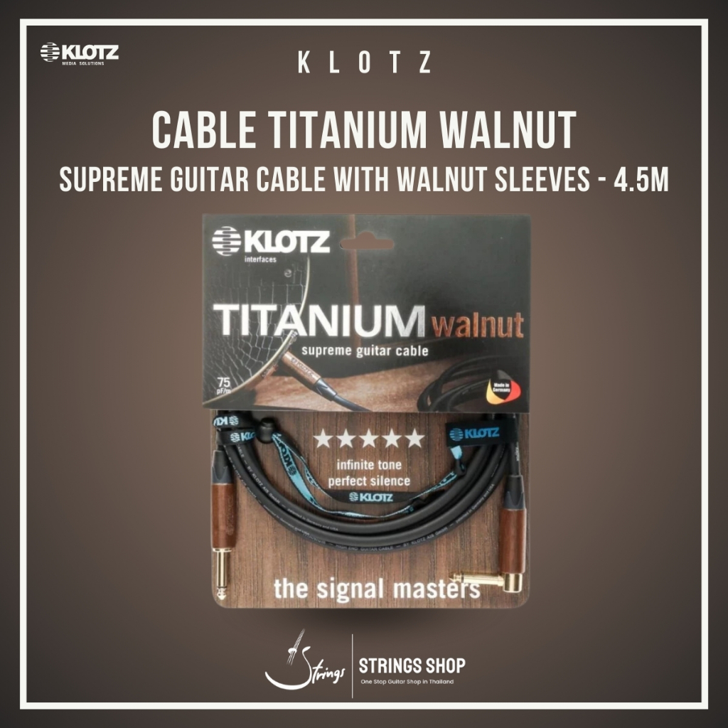 สายเคเบิ้ล KLOTZ CABLE TITANIUM WALNUT - SUPREME GUITAR CABLE WITH ...