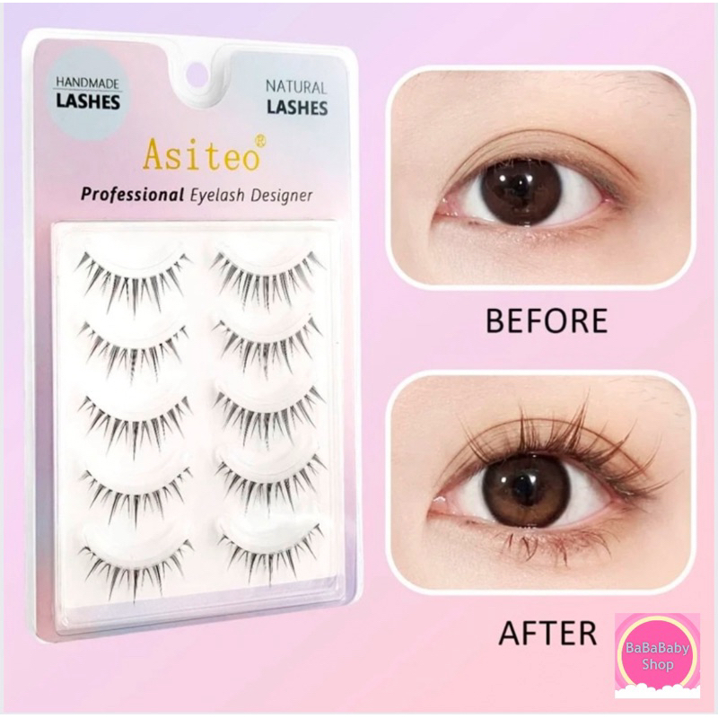 (พร้อมส่ง) ขนตาปลอม 5 คู่ Asiteo Natural Manga Soft Eyelashes Full ...