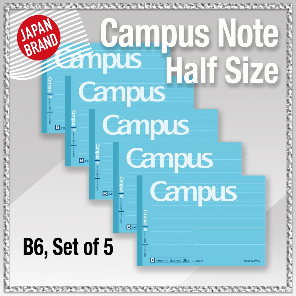 Kokuyo Campus Notebook, Half Size, B6, Set of 5 No-293BTX5SET | Shopee ...