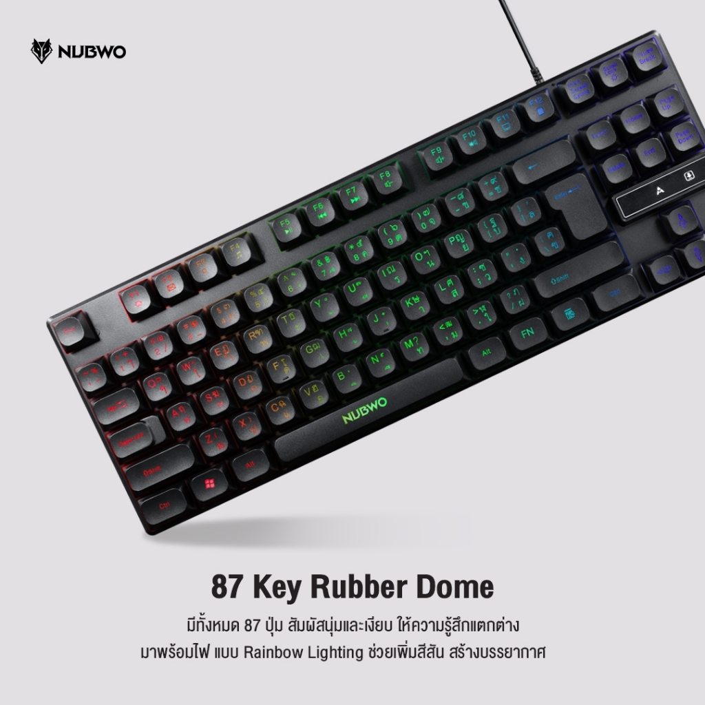 Nubwo คีย์บอร์ดและเมาส์แบบสาย มีไฟ RGB RUBBER DOME SWITCHES รุ่น NKM-639 รับประกัน 1 ปี | Shopee ...