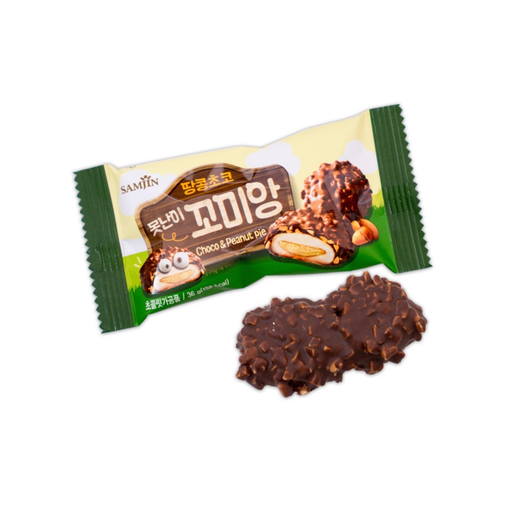 [ของแท้] 못난이꼬미앙 Samjin Choco & Peanut Pie (ขนมต๊อกเคลือบช็อกโกแลตและ ...