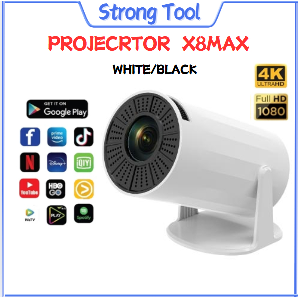โปรเจคเตอร์ X8MAX 4K Android สมาร์ท 11.0 LCD Ultra HD 8000 Lumens 5G ...