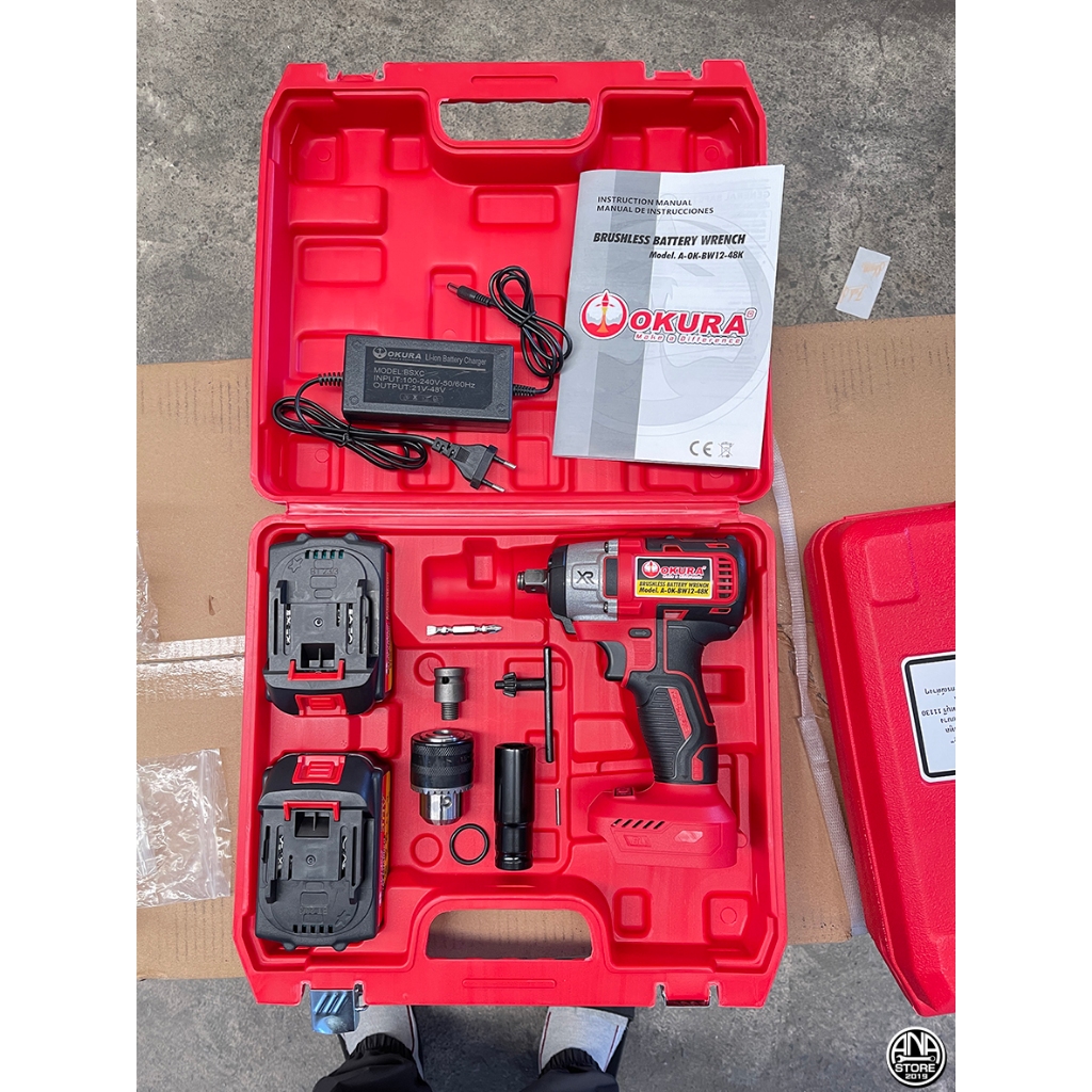 บล็อกแบตเตอรี่ 1/2" OKURA รุ่นใหม่ 48V Li-ion หัวสว่าน | Shopee Thailand