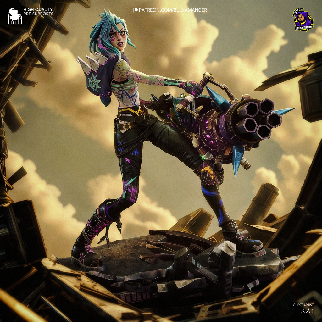 [โมเดลไม่ทำสี] Arcane Jinx (Fishbones Hood) [LOL] (printing model ...