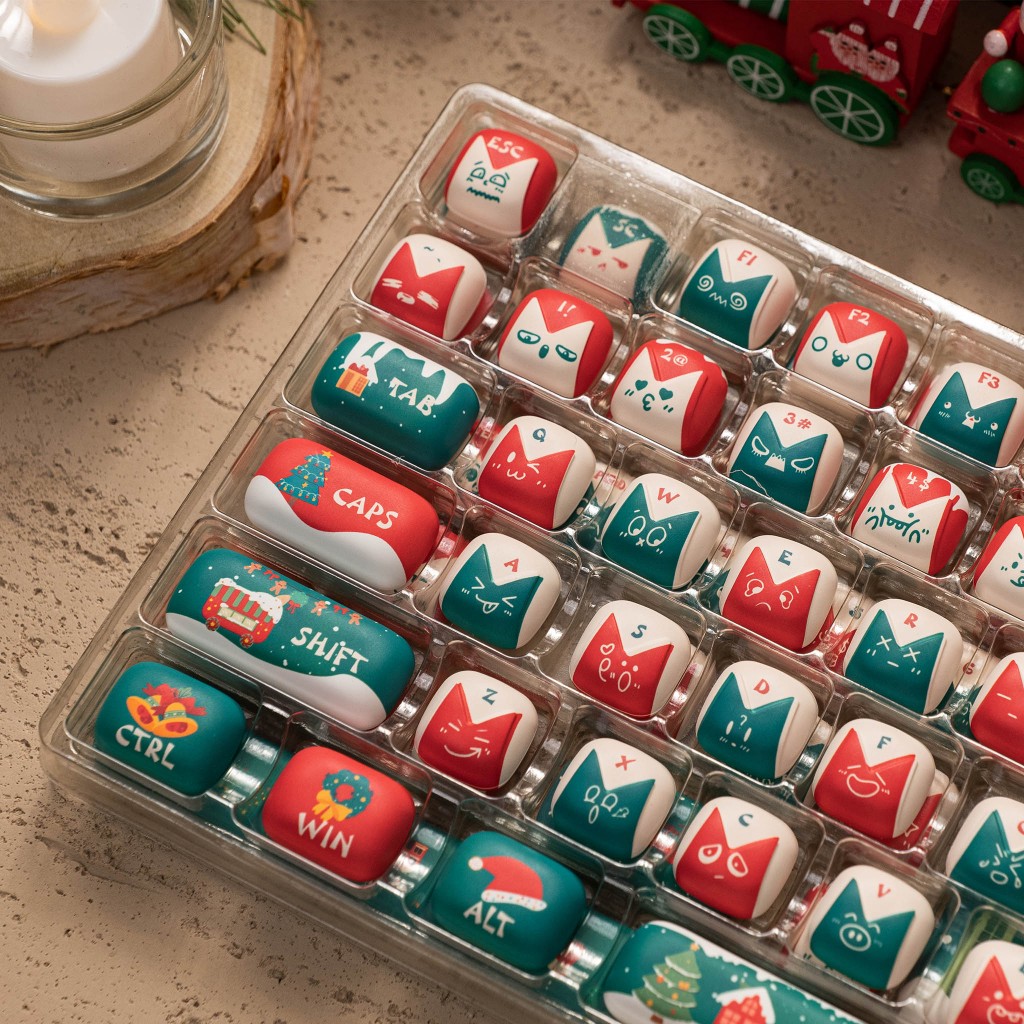 คีย์แคป AKKO Christmas Fantasy 137 ปุ่ม PBT dye-sub MOG Profile keycaps ...