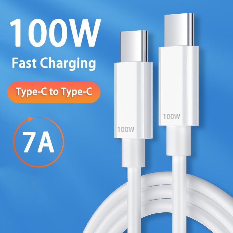 100W 7A Fast Charging Type C To Type C Cable for Samsung Xiaomi Redmi Huawei Charger USB C PD ...