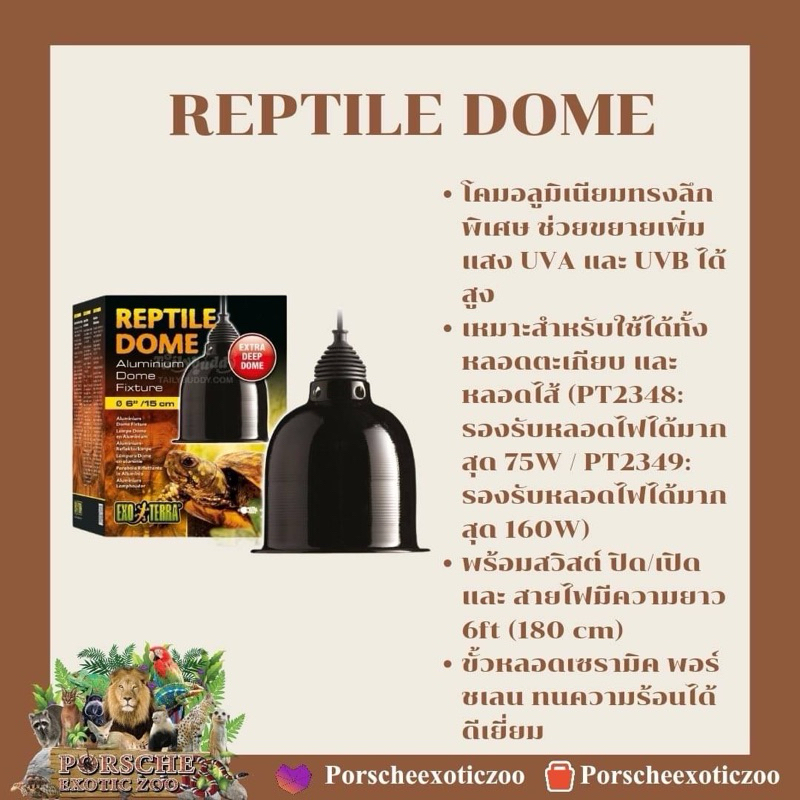Exo Terra Reptile Dome โคมไฟอภูมิเนียม ช่วยเพิ่ม แสงสว่าง ขั้วหลอด ...