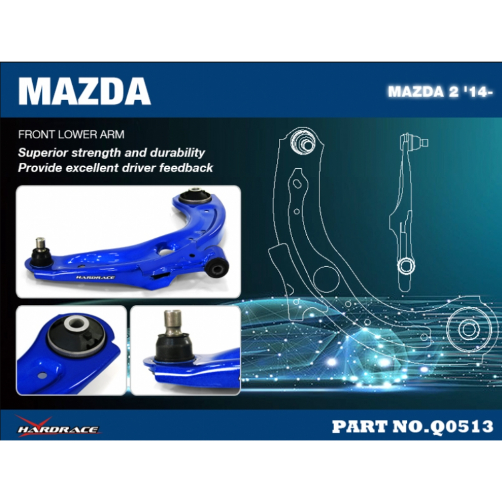 HARDRACE Q0513 FRONT LOWER CONTROL ARM ปีกนกหน้า ตรงรุ่น MAZDA 2 ปี ...