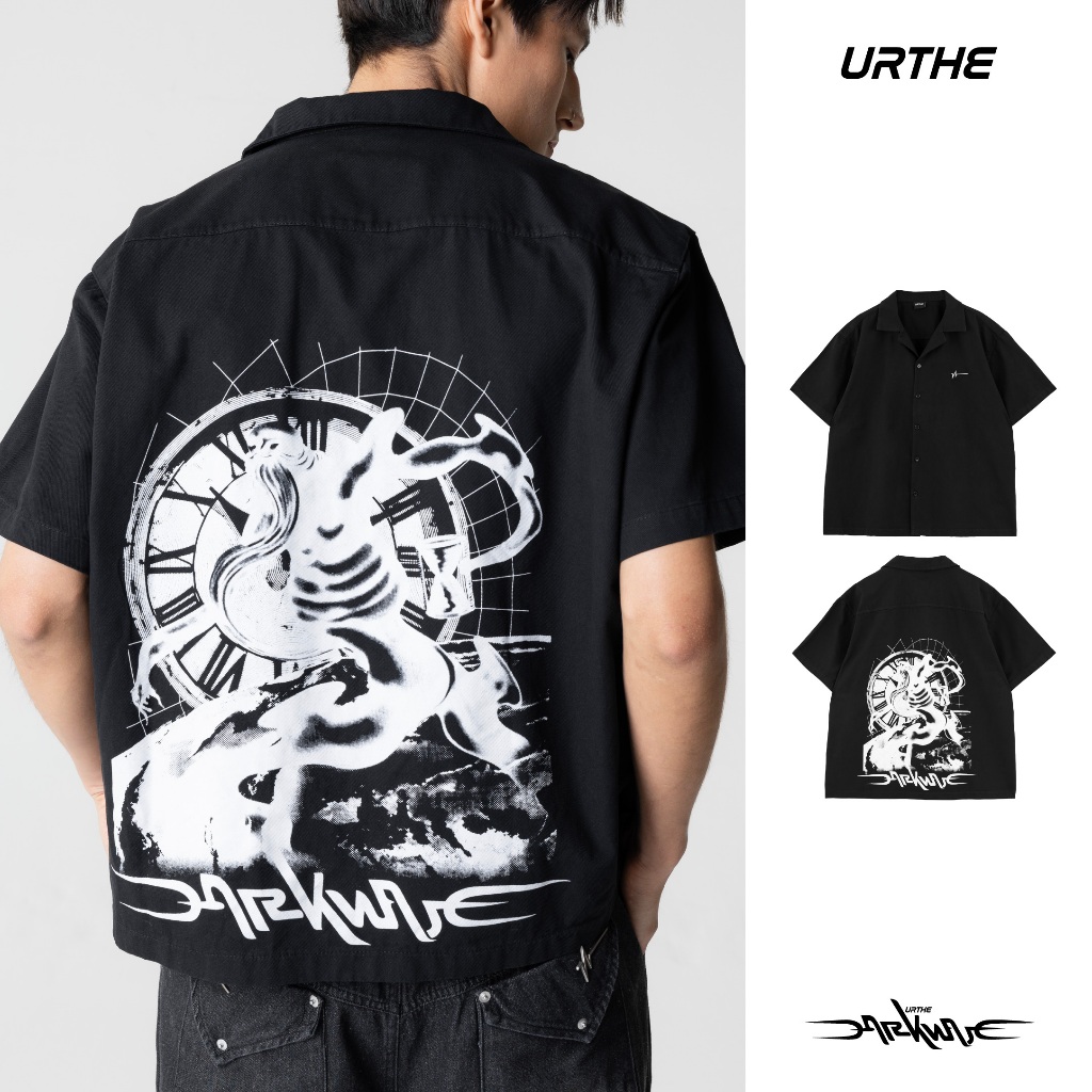 URTHE - เสื้อเชิ้ต เเขนสั้น Oversize Col. DARKWAVE รุ่น DW CHRONOS | Shopee Thailand