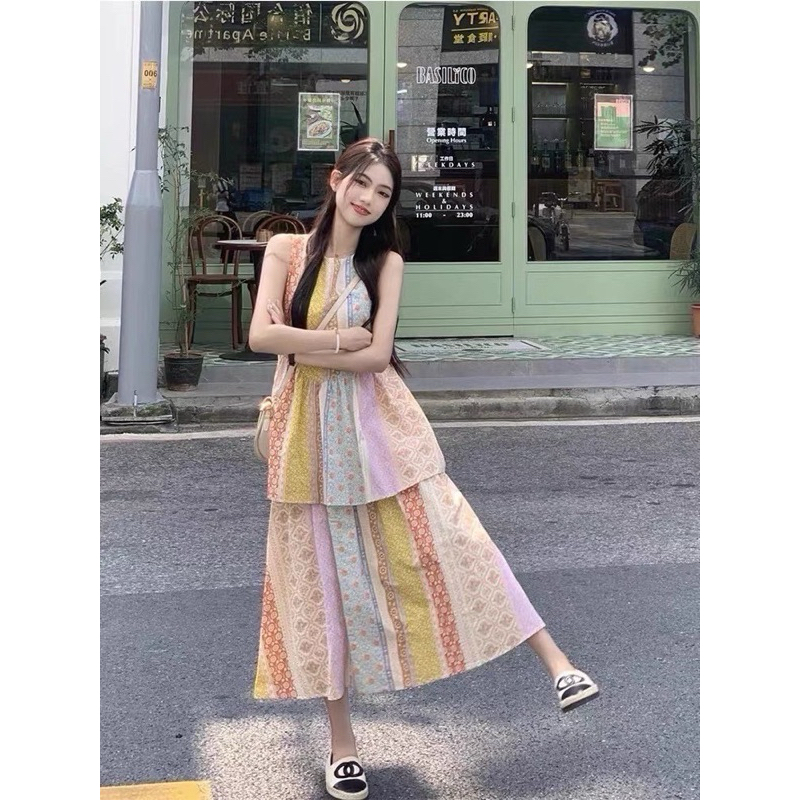 (Flower viewing) Fafala Dress (Flower viewing) เดรสแขนกุดแต่งระบายส้ม ...