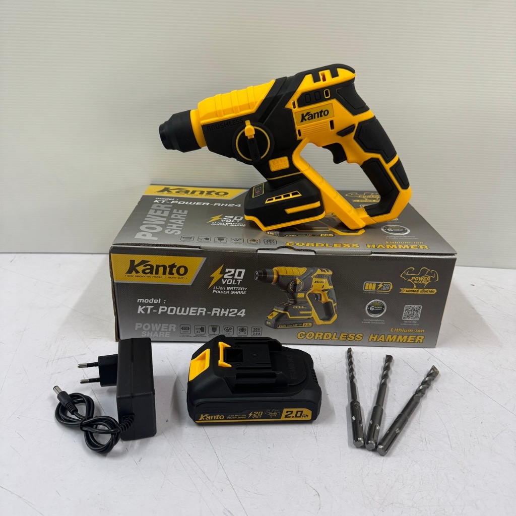 KANTO รุ่น KT-POWER-RH24 สว่านโรตารี่แบตเตอรี่ไร้สาย 20 V ครบชุด แบต 2 ...