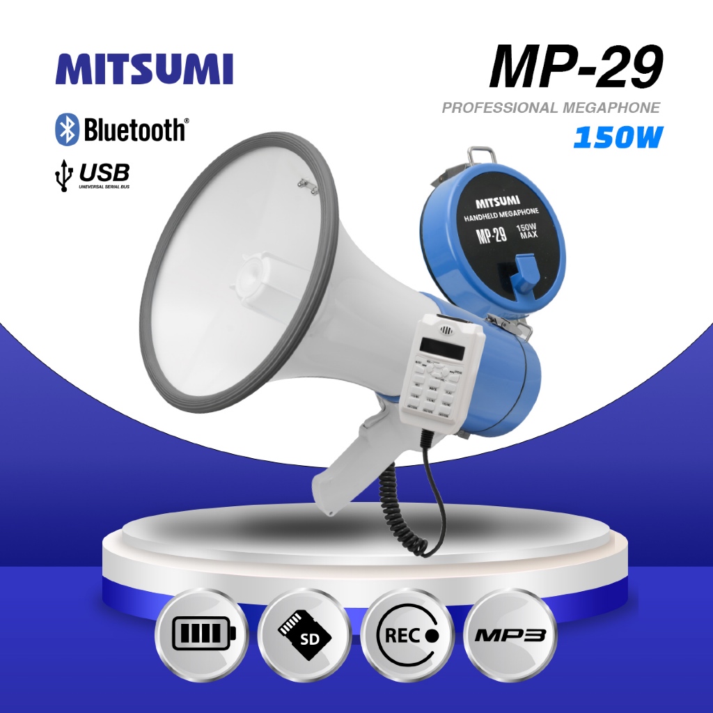 MITSUMI MP-29 โทรโข่ง 9" 150W อัด+ชาร์จ+USB+BT | Shopee Thailand